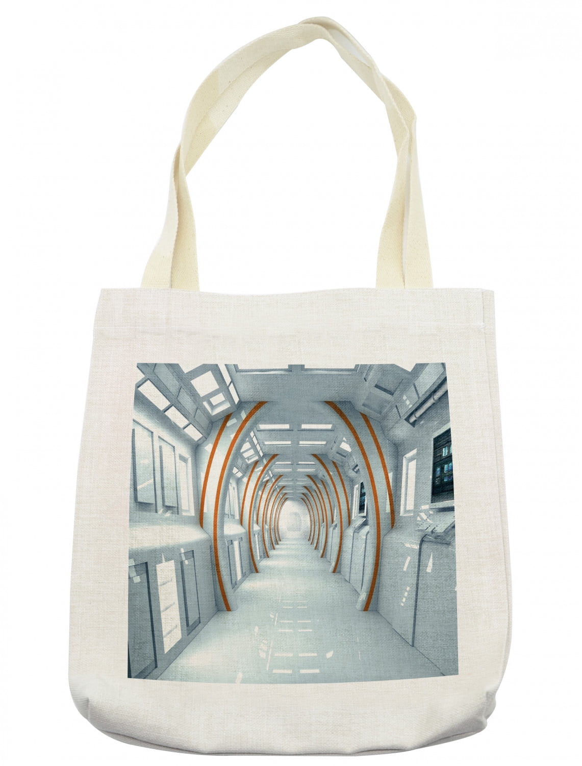 Fantasy Tote Bag, Futuristic Hallway of Spaceship Digital Architecture ...