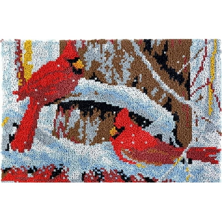Rug Making Latch Hooking Kit | Snow Cardinals (81x61cm blank canvas ...