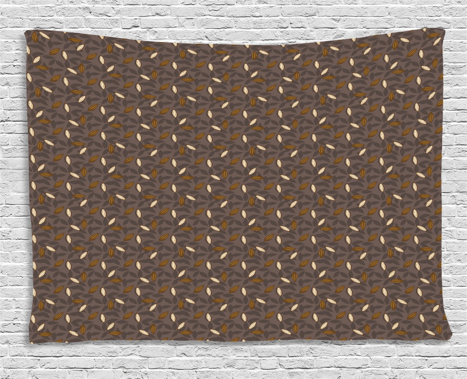 Cocoa Tapestry, Row Beans Earth Tones Organic Seed Aromatic Drink Food Nature Theme, Wall ...