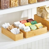 mDesign Bamboo Wood Kitchen Counter Cabinet Organizer, Slim 3 Section ...