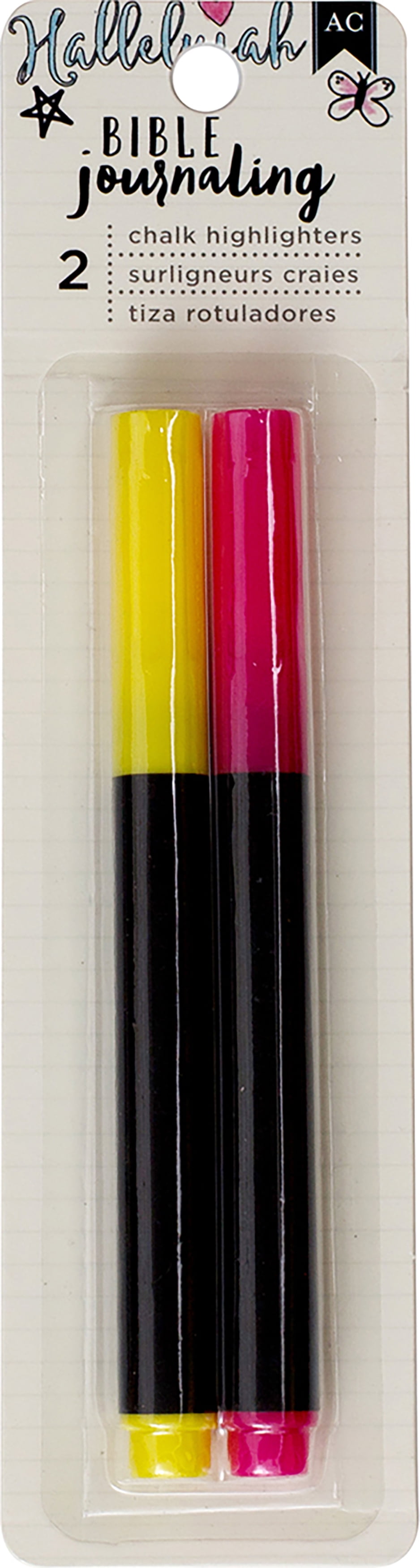 American Crafts Bible Journaling Chalk Highlighters 2/Pkg-Yellow & Pink ...