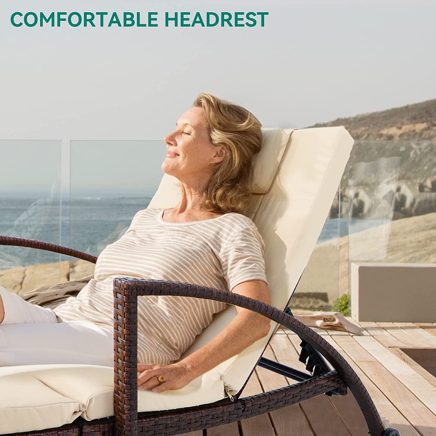 DWVO Outdoor Chaise Lounge Chairs, PE Rattan Wicker Patio Pool Loungers ...