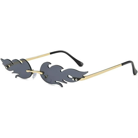 Fire Flame Sunglasses Rimless Wave Glasses Fire Shape Eyewear for Party ...