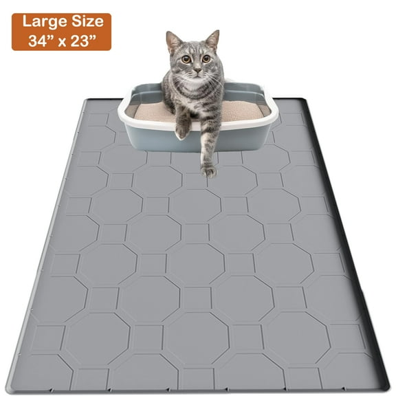 Cat Litter Box Mat,47" x 35" Extra Large Silicone Waterproof Litter ...
