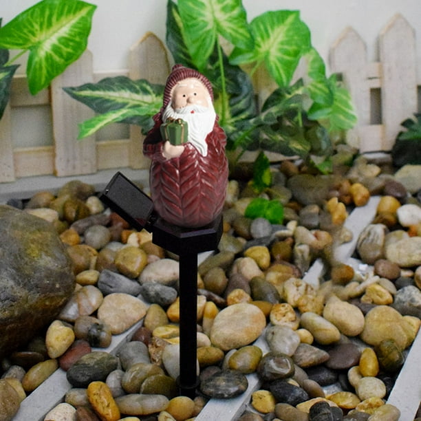 SUWHWEA Solar Christmas Lights New Solar Santa Resin Courtyard Lamp ...