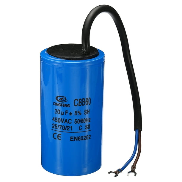 CBB60 30uF Running Capacitor, AC 450V 2 Wires 50/60Hz Cylinder 90x50mm ...