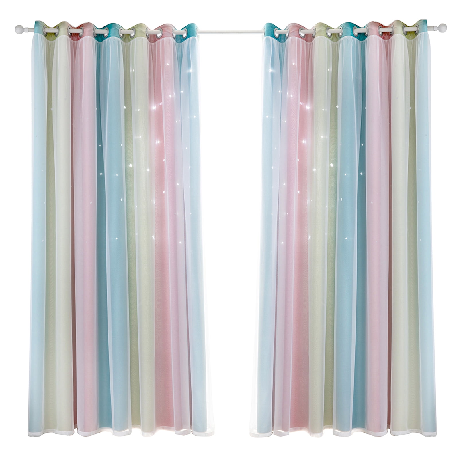 Click here for Zootealy 2pc Curtain Simple Gradient Hollow-Out St... prices