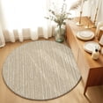 Beige Faded Stripes Round Living Room Rugs 7 ft, Vintage Abstract Art ...