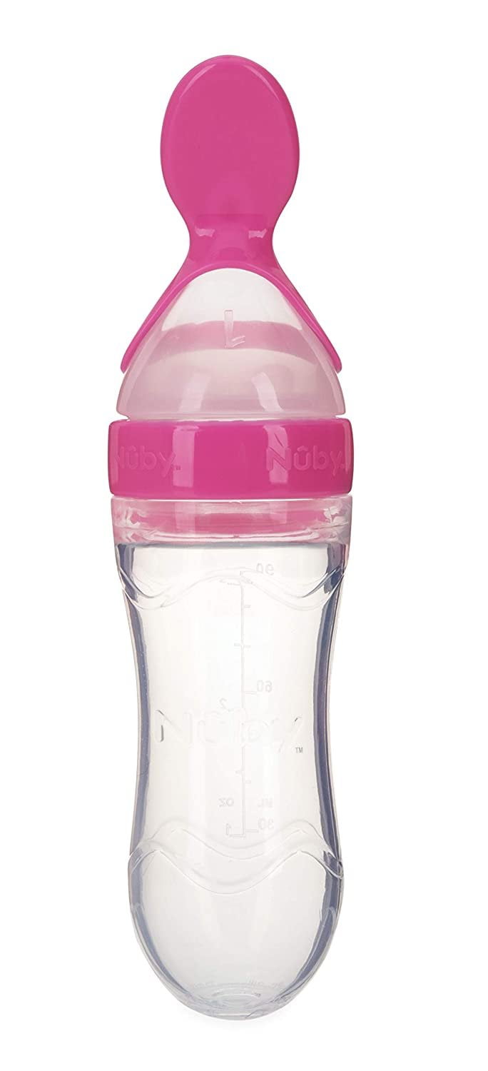 Nuby Garden Fresh Silicone Squeeze Feeder with Spoon and Hygienic Cover Red - Walmart.com