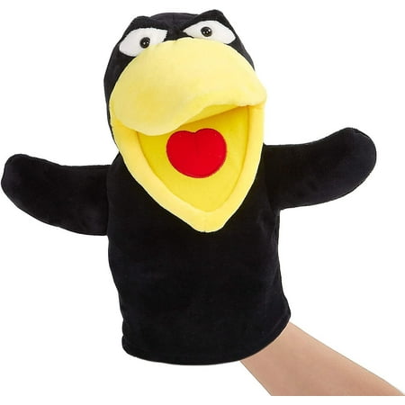Plush Stuffed Crow Hand Puppet Soft Cute Bird Doll Fun Intelligence ...