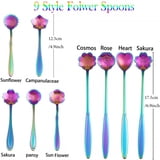 Mfigree 8-Pack Rainbow Stainless Flower Spoons - Colorful Tea/Coffee ...