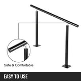 VEVOR Stair Railing Kit 4ft Length 2/3 Steps Aluminum Black Handrail ...