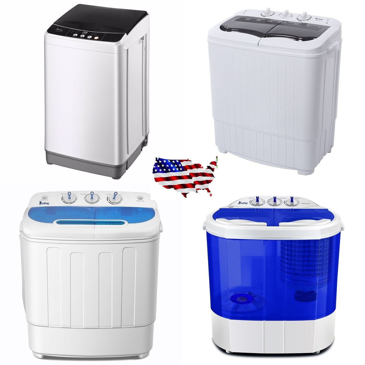 Spin Dryer For Clothes, Full-Automatic Twin Tub 10Lbs Capacity, Washer ...