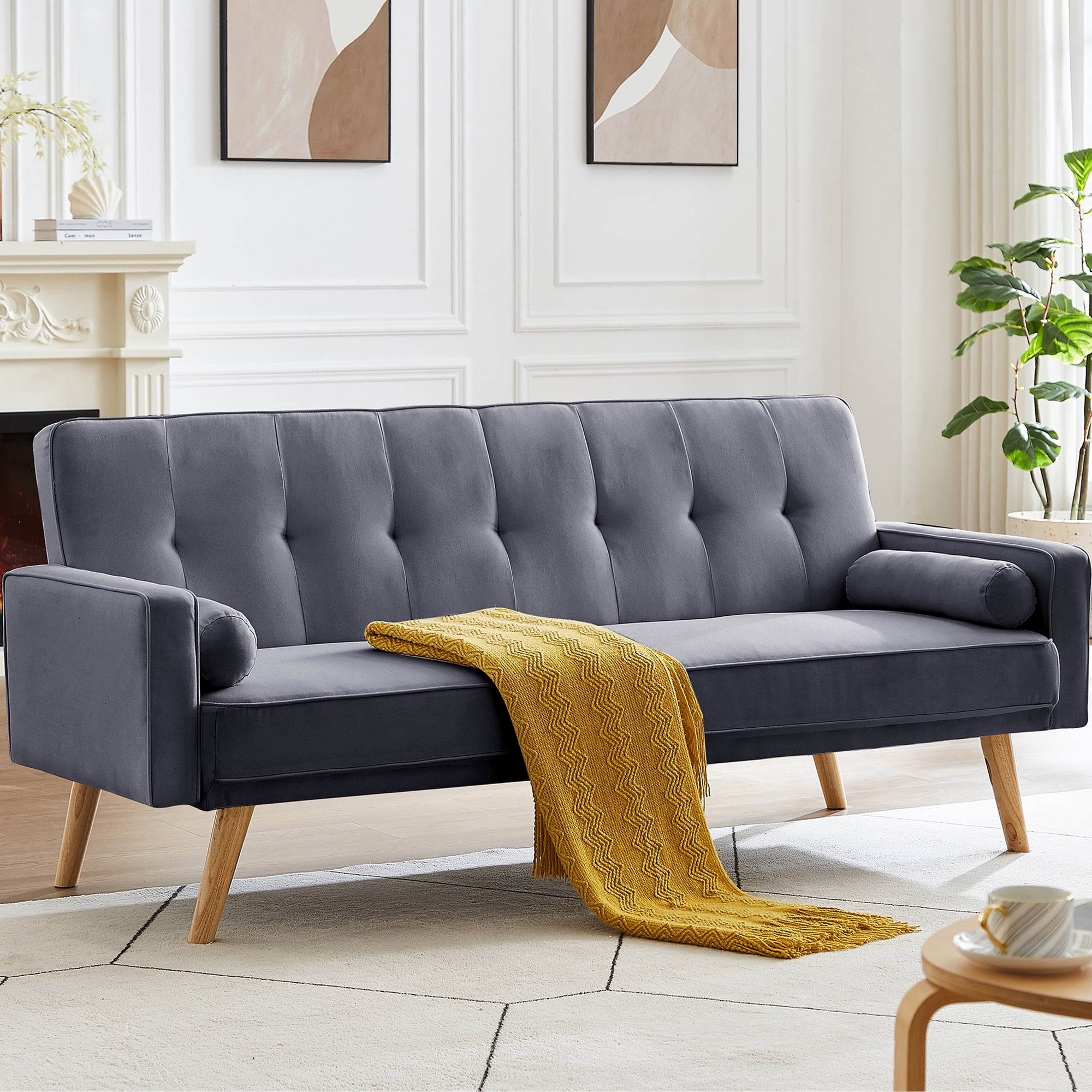 HSUNNS Sofa Bed, Upholstered Convertible Sofa Bed with Armrest, Modern ...