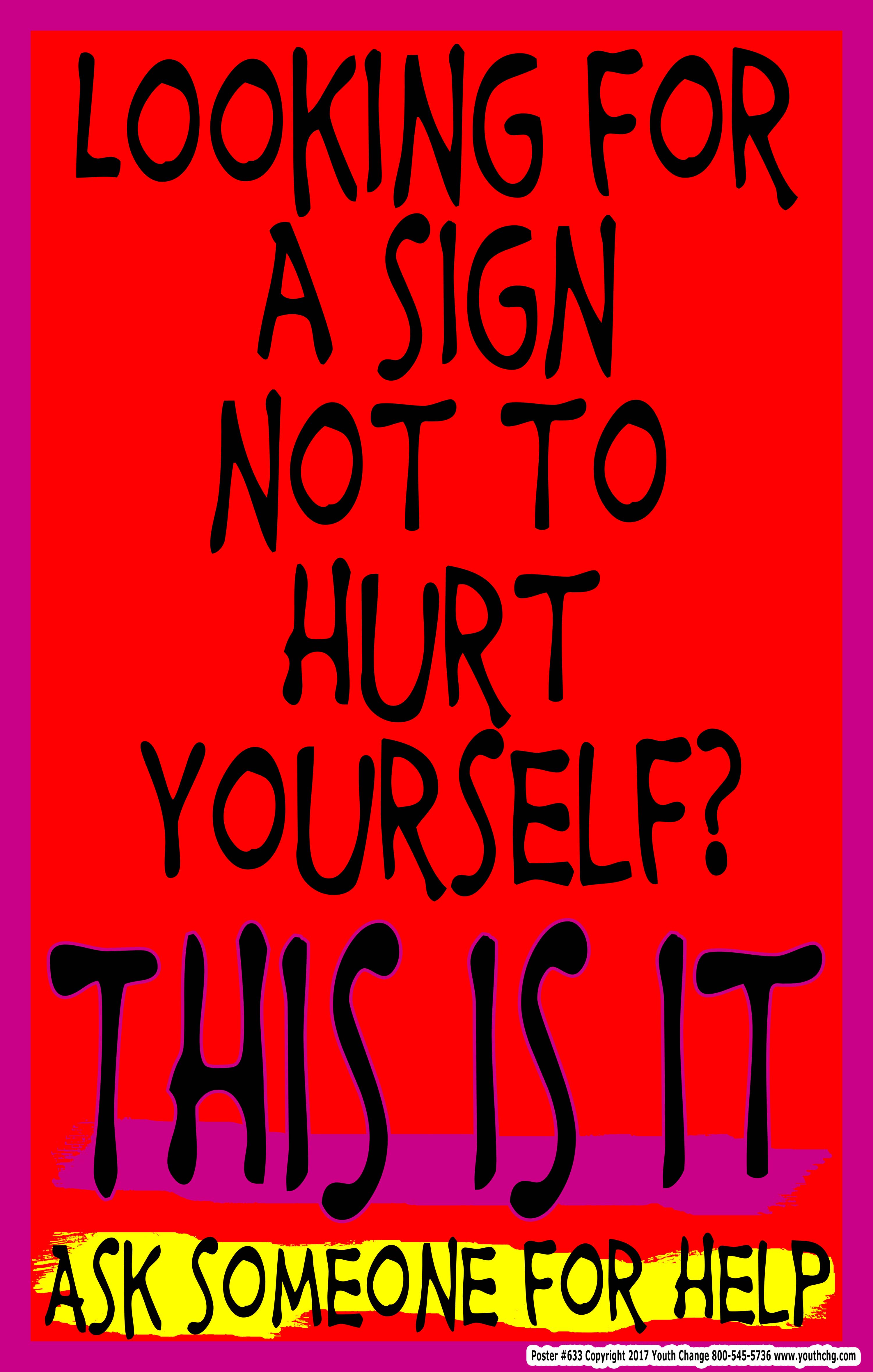 Youth Change Poster #633 Suicide, Self-Harm Prevention Mental Health ...