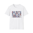 CLOTEX America Retro Pattern T-Shirt | Patriotic USA Distressed Text ...