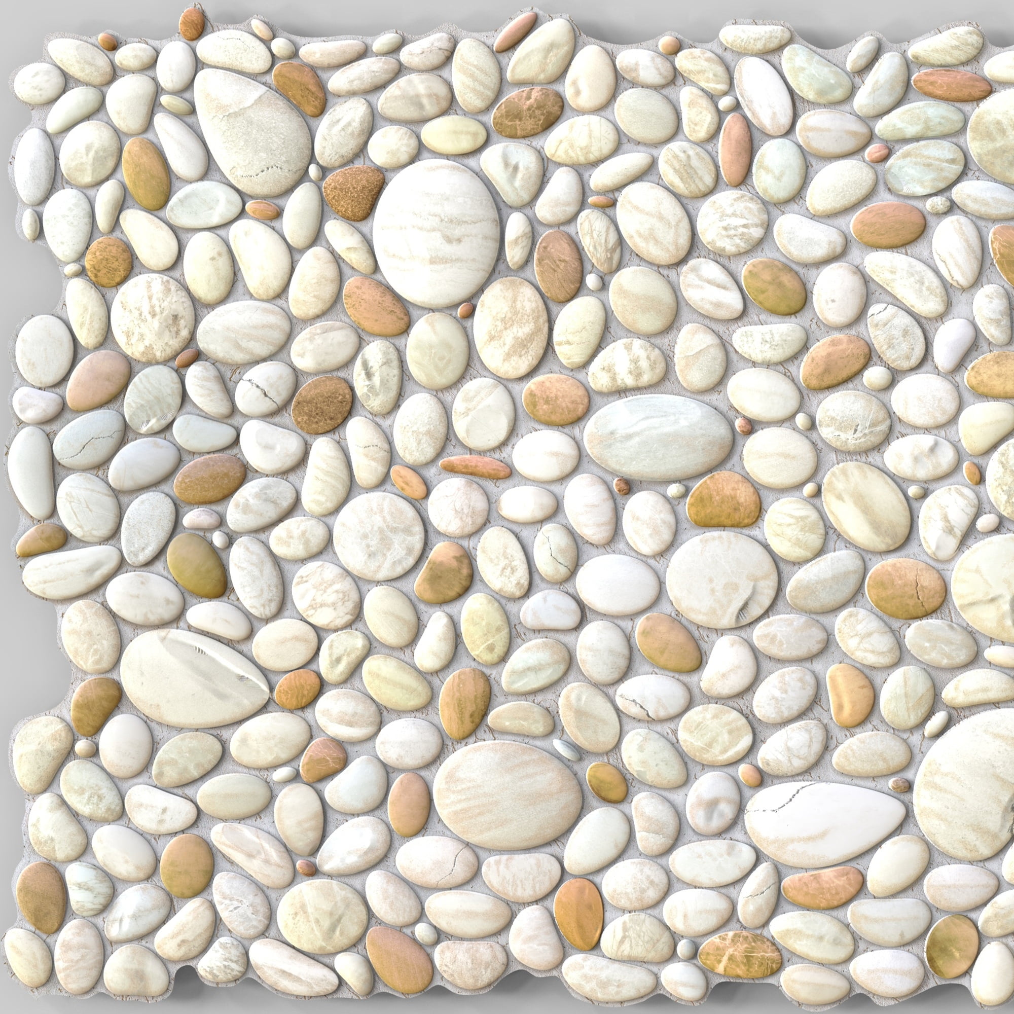 Dundee Deco's Cream Beige Faux Pebbles PVC 3D Wall Panel, 3.2 ft X 2.1 ...