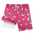 Boys Double Layer Swim Trunks With Prints Swim Shorts For Beach Pool ...