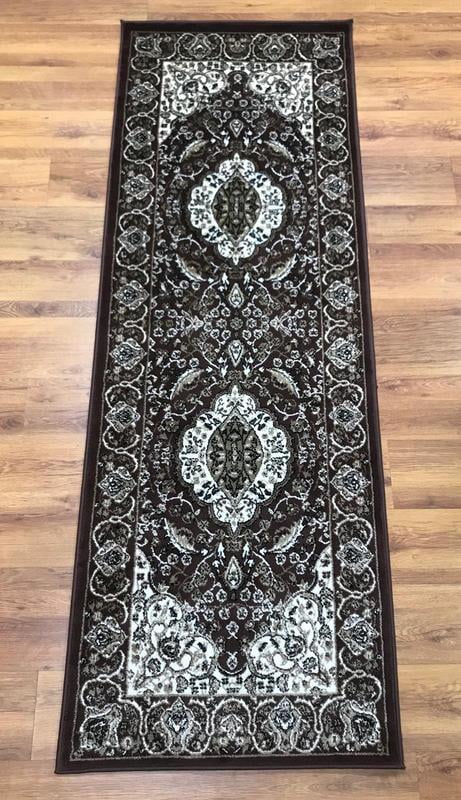 Antep Rugs Zeugma Collection OTTOMAN PALACERunner Rug BROWN/CREAM 2'7 ...