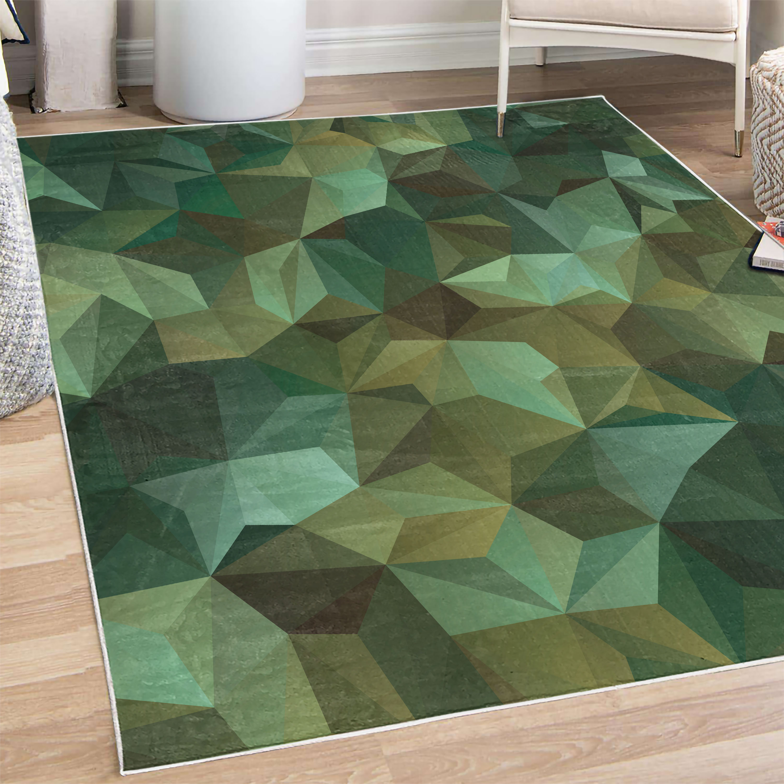 Geometric Decorative Rug, Abstract Style Composition Camouflage Design ...