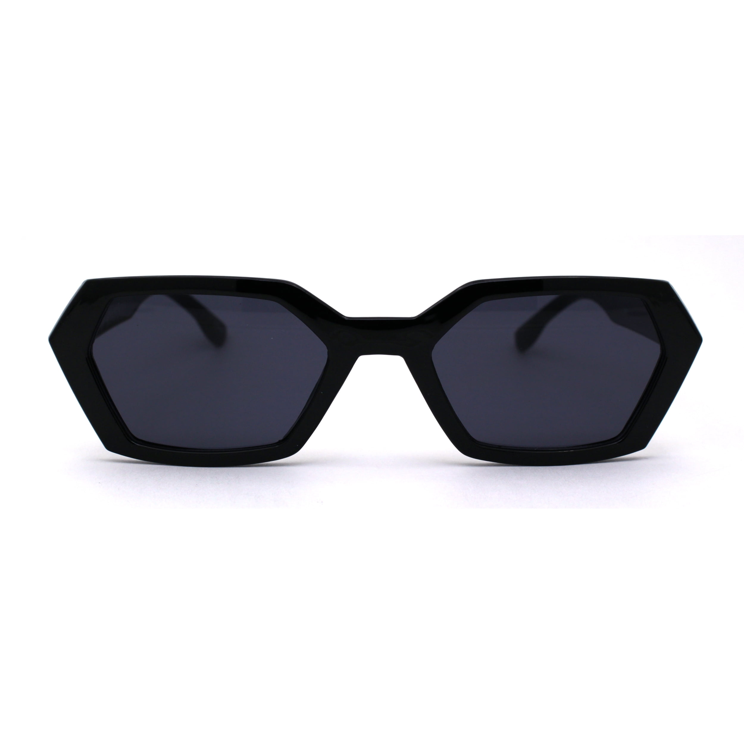Womens Mod Pentagon Shape Plastic Retro Sunglasses Shiny black ...