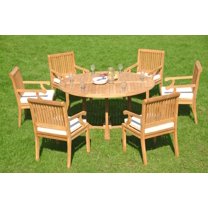 "WholesaleTeak Outdoor Patio Grade-A Teak Wood 72"" Round Dining Table ...