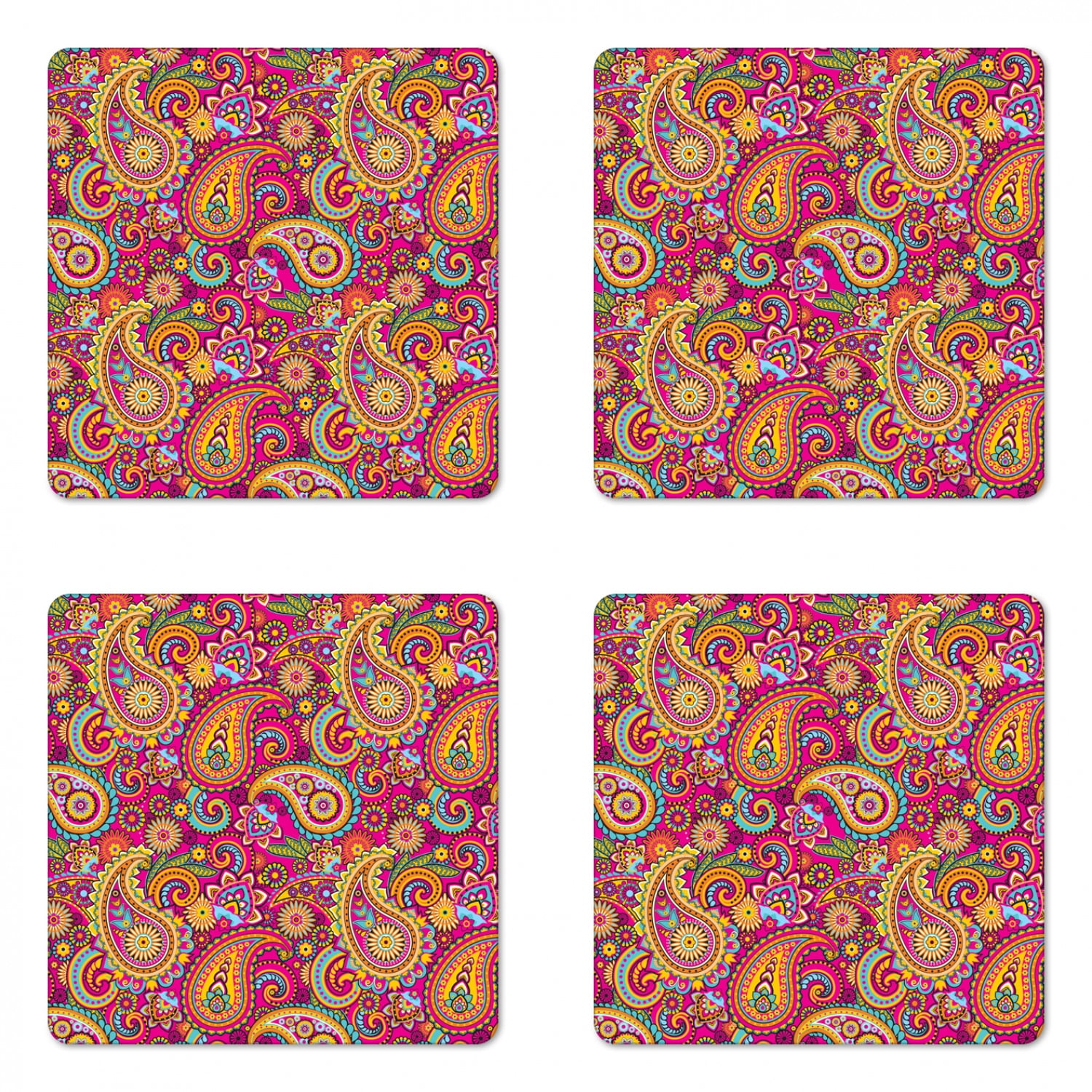 Paisley Coaster Set of 4, Paisley Patterns Based on Traditional Eastern ...
