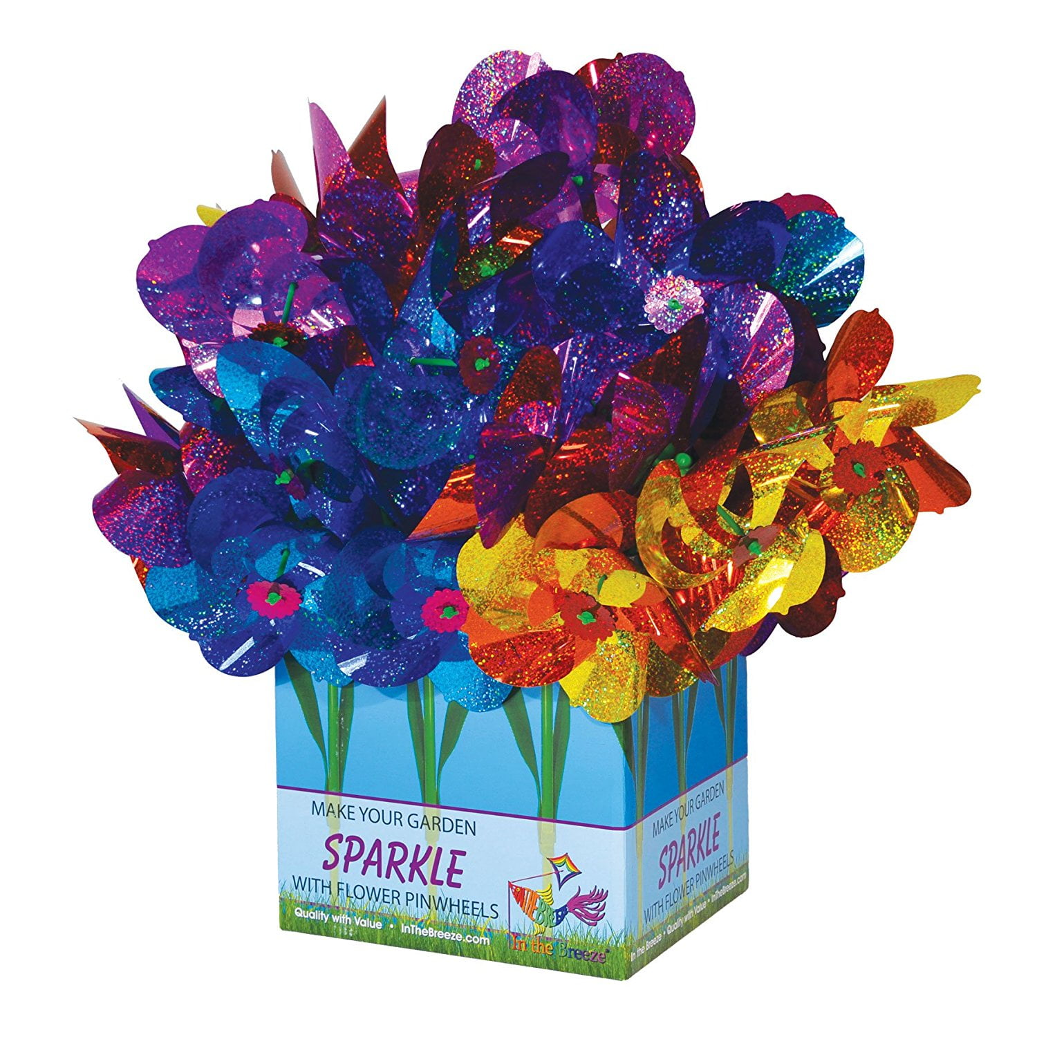 In the Breeze 2721-PACKS — Mylar Rainbow Flower Pinwheel with Leaves ...