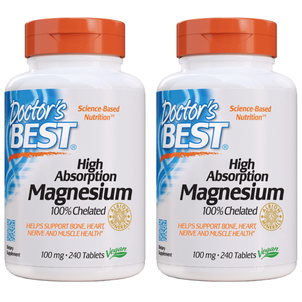 Doctor's Best - High Absorption 100% Chelated Magnesium, 240 Tablets ...