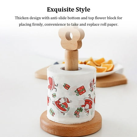 thinsony Solid Wood Paper Roll with Weighted Base Holder Kitchen ...