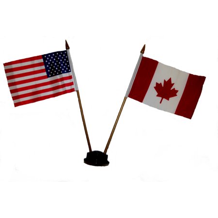 CANADA & USA DOUBLE 4 X 6 COUNTRY STICK FLAGS WITH BLACK STAND - Walmart.ca