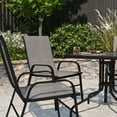 Merrick Lane Set of 4 Metal Stacking Patio Chairs, Gray Textilene Mesh ...