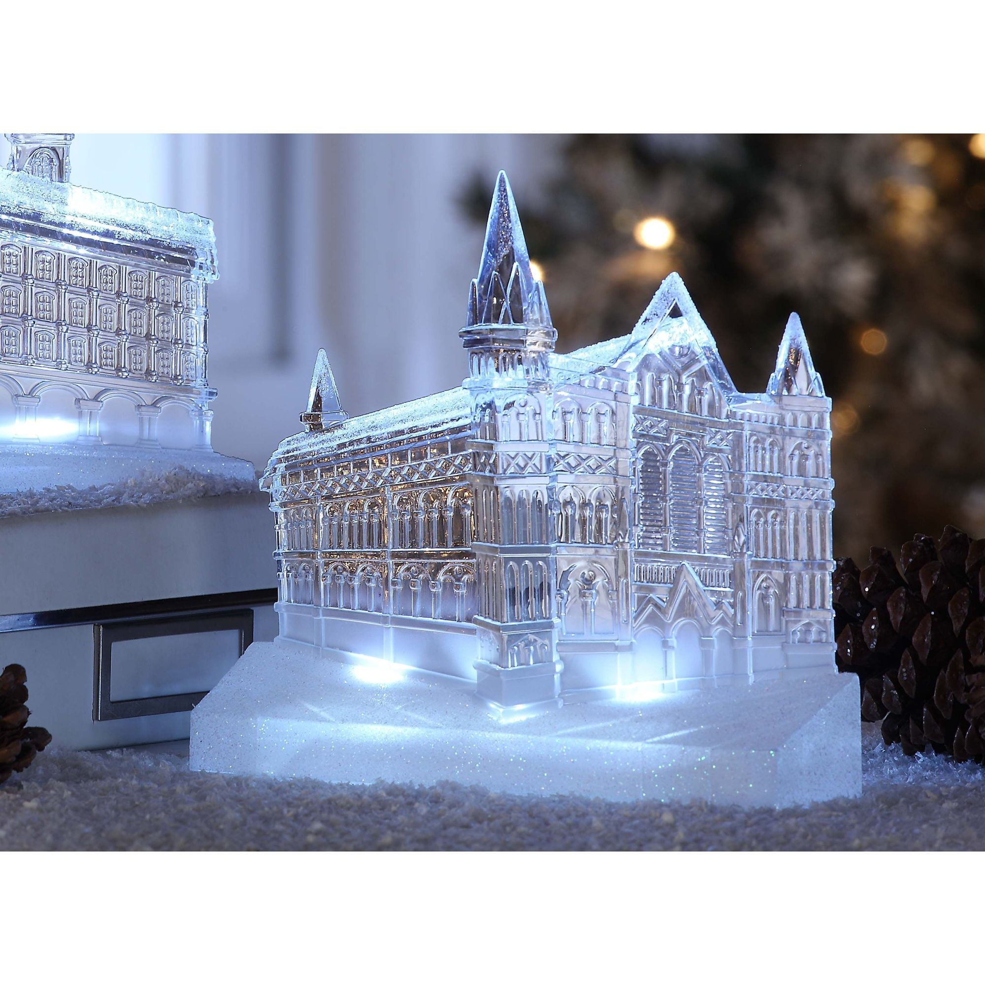 Set of 2 Clear Cathedral Churches Perspective Led Lighted Tabletop ...