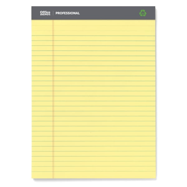Office Depot® Brand Perforated Pads, 8 1/2" x 11 3/4", Wide Ruled, 100 ...