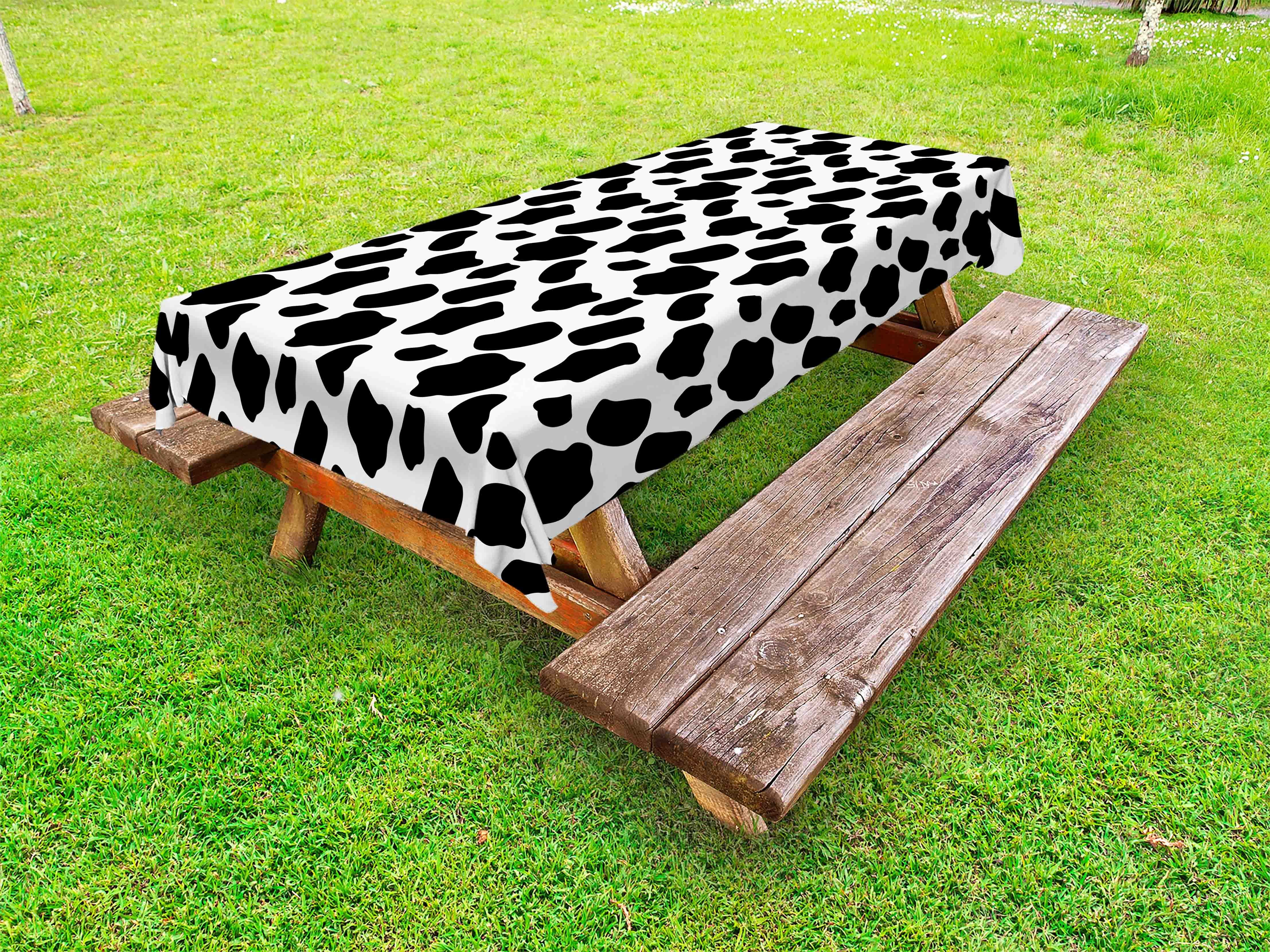Cow Print Outdoor Tablecloth, Cattle Skin Pattern with Scattered Spots ...