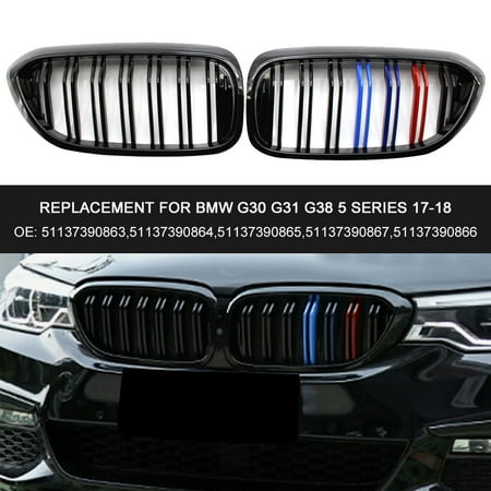 M-Color Gloss Black M Look Front Grill Double Fin Replacement for BMW ...