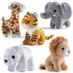 Prextex Plush Animals Playset: 5 Cute Five Inch Animals - Giraffe ...