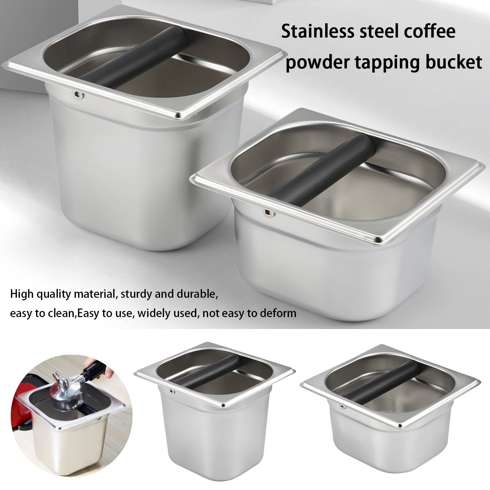 Yesbay Coffee Knock Box with Rubber Bar Stainless Steel Espresso Dump ...