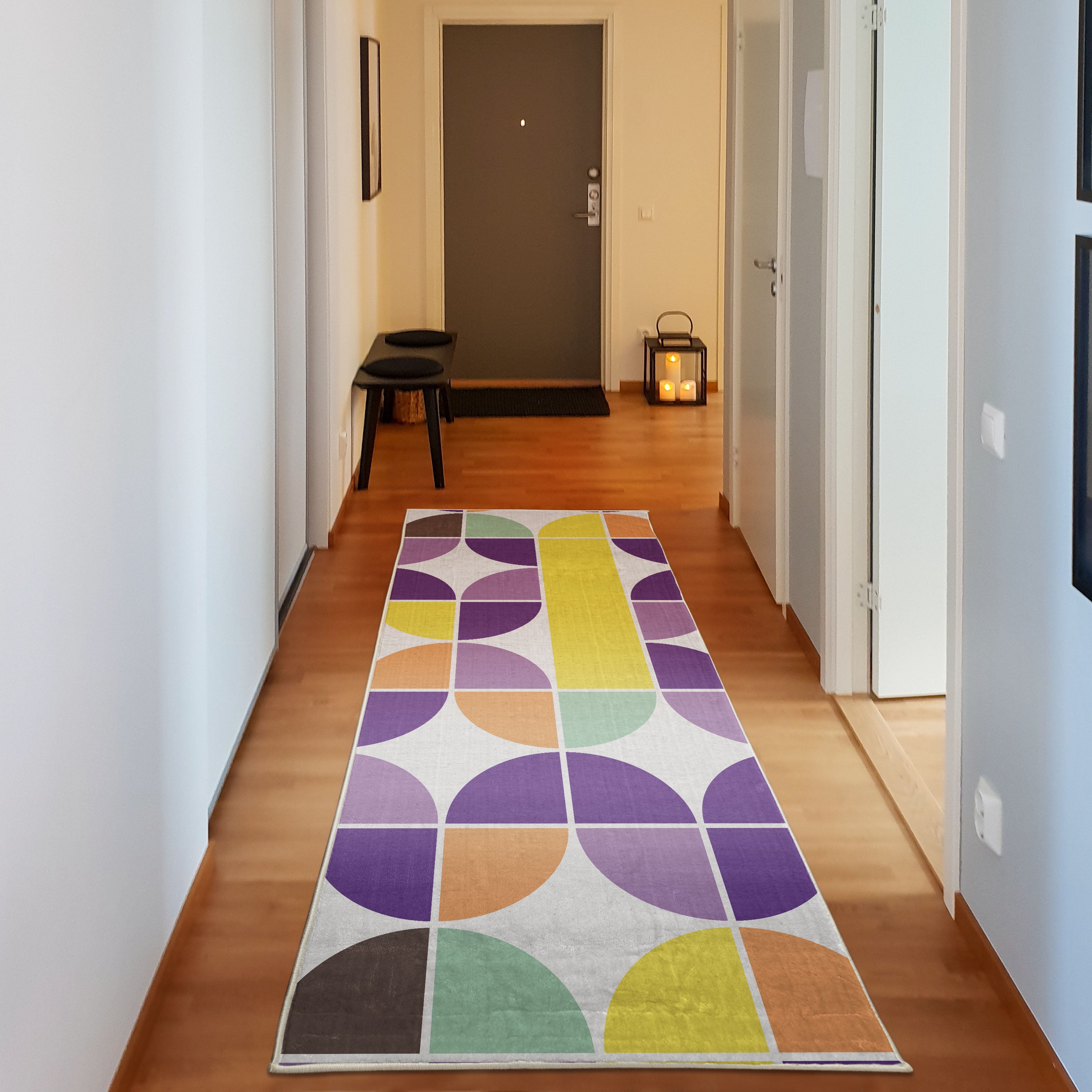 Retro Decorative Rug, Pop Art Funky Unusual Geometric Forms Mosaic ...