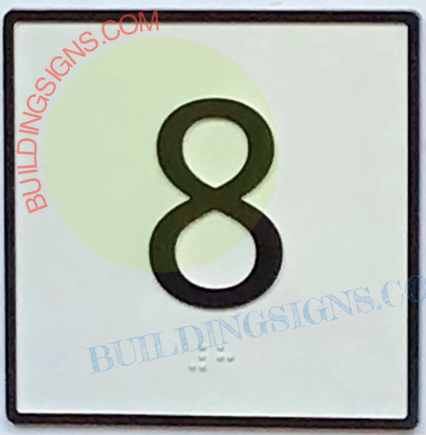Elevator Floor Number 8 Sign- Elevator JAMB Plate Floor 8 Sign (White ...