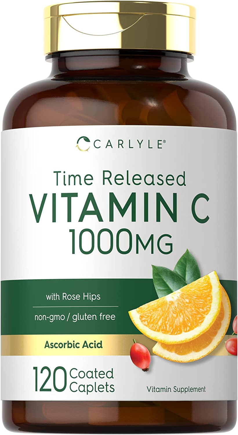 Vitamin C 1000mg with Rose Hips | 120 Vegetarian Caplets | by Carlyle ...