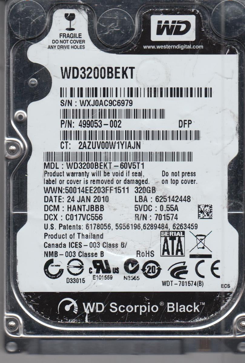 WD3200BEKT-60V5T1, DCM HANTJBBB, Western Digital 320GB SATA 2.5 Hard ...