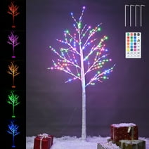 Lightshare 6 Feet Pre-Lit LED Birch Tree, 72 LED Lights, Warm White ...