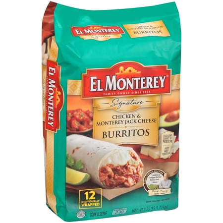 El Monterey Signature Chicken & Monterey Jack Cheese Burritos 3.75 lbs ...