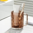 Brown Toothbrush Cup With Handle, Diamond Pattern Design, Transparent ...