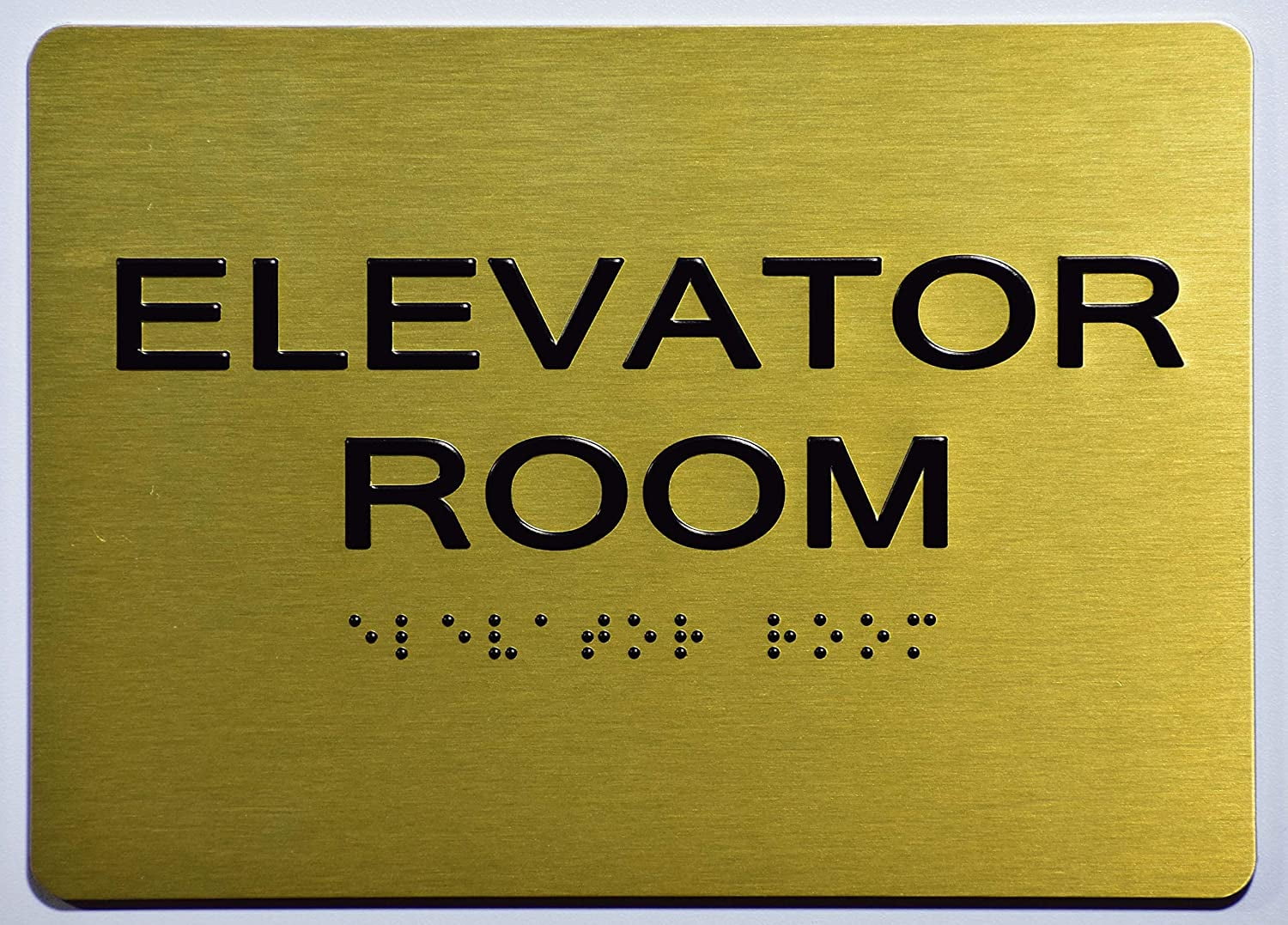 Elevator Room Sign-Antique Brass Gold (Aluminum, Gold/Black, Size 5x7 ...