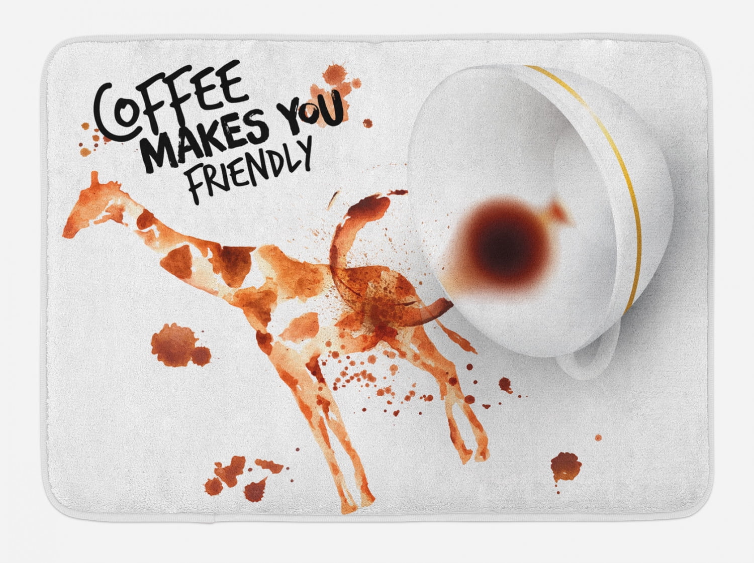 Coffee Art Bath Mat, Be Outgoing and Sociable Inspiration Hot Drink ...