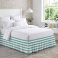 Queen Bed Skirt 16 Inch Drop, Teal White Striped Easy Fit Wrap Around ...