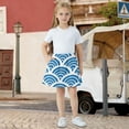 Blue Fans Pattern Girls' Skirts A-Line Skirts with Under Dress Shorts ...
