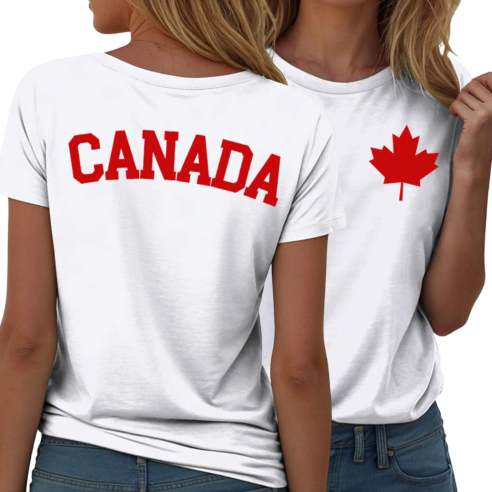 Click here for Fgnfyis Womens Short Sleeve Tops Canada Day Graphi... prices